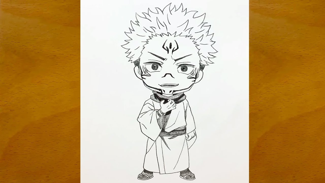 How to Sketch Chibi Sukuna from Jujutsu Kaisen | Easy Drawing Process ...