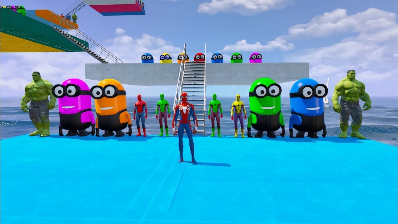 SPIDERMAN VS COLORFUL MINIONS (Euphoria Physics & Funny Fails) ep.32 ...