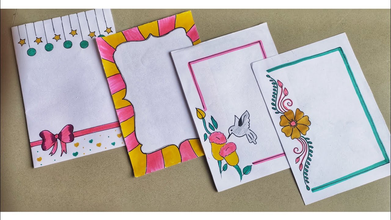 3 Quick and easy design borders for project work| Very easy project ...