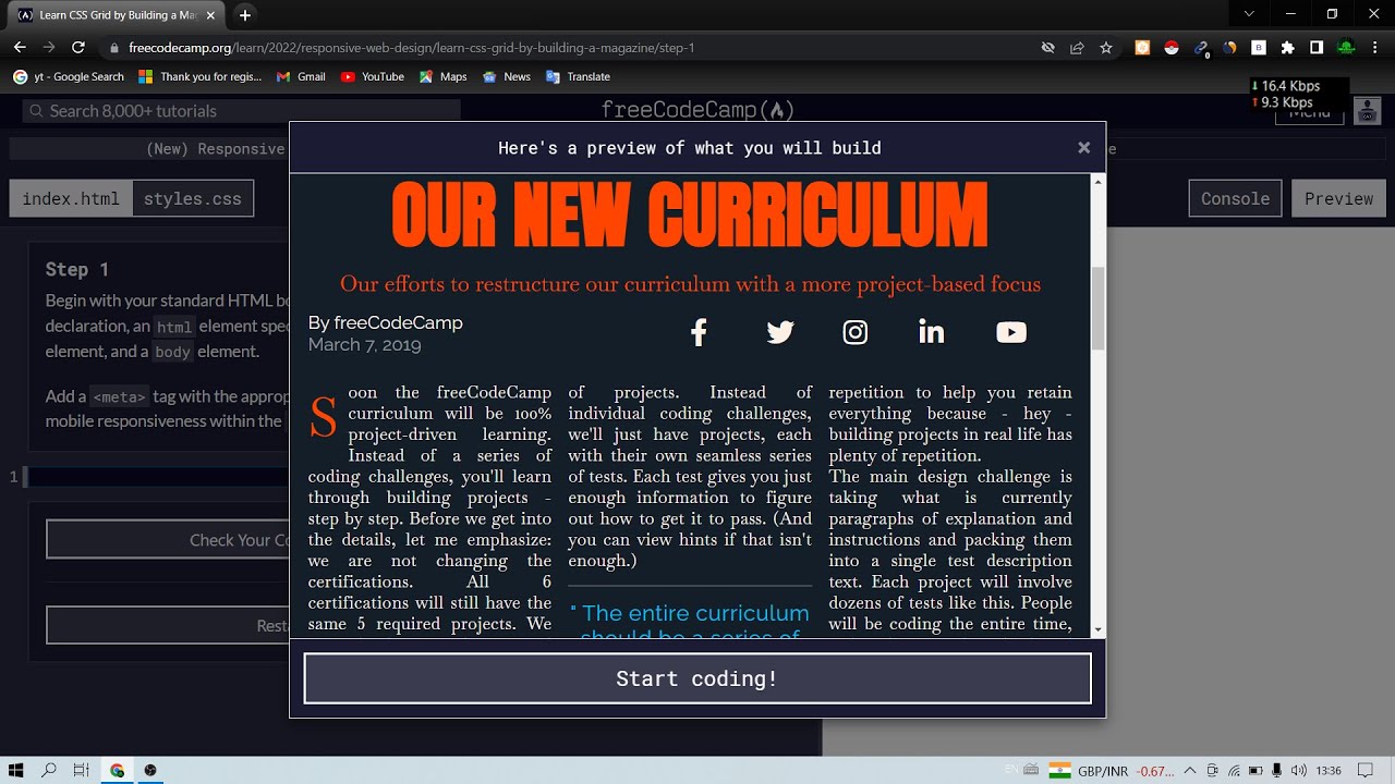 New 2022 Freecodecamp Learn Css Grid By Buildling A Magazine Youtube