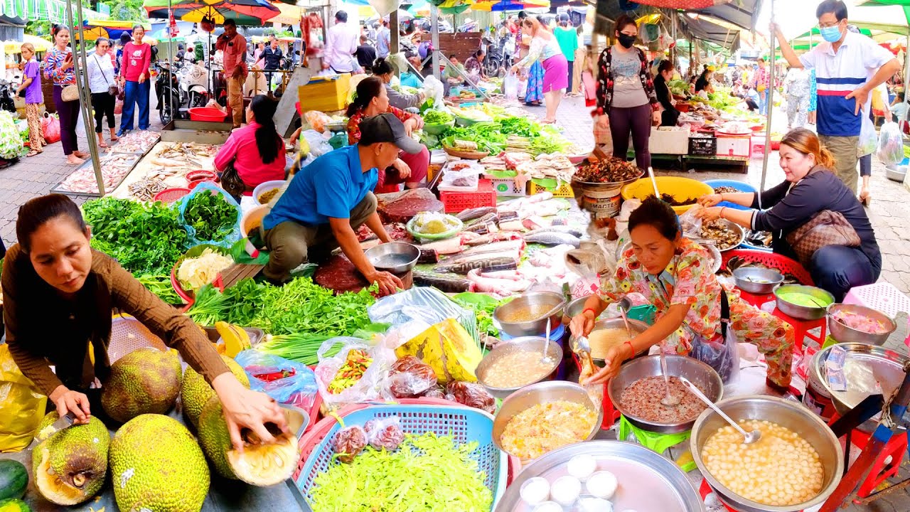 Cambodia Market Food @Boeung Trabek Market: Fish, Chicken, Seafood ...