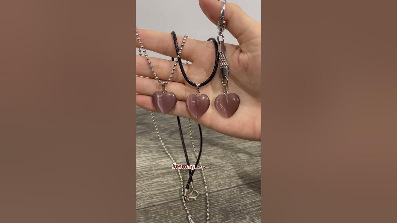 Три натуральных камня Улексит сиреневый кошачий глаз в форме сердечка ...