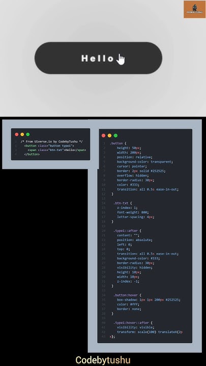 Hello Button Tool In Html With Css Html Css Codebytushu Coding