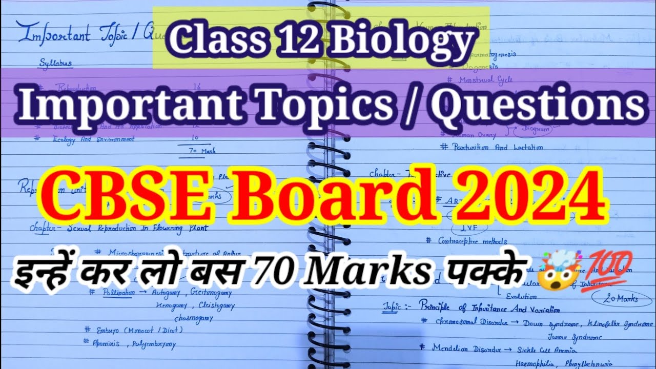 Class 12 Biology Important Topics For Board Exam 2024🤯🔥| Important ...
