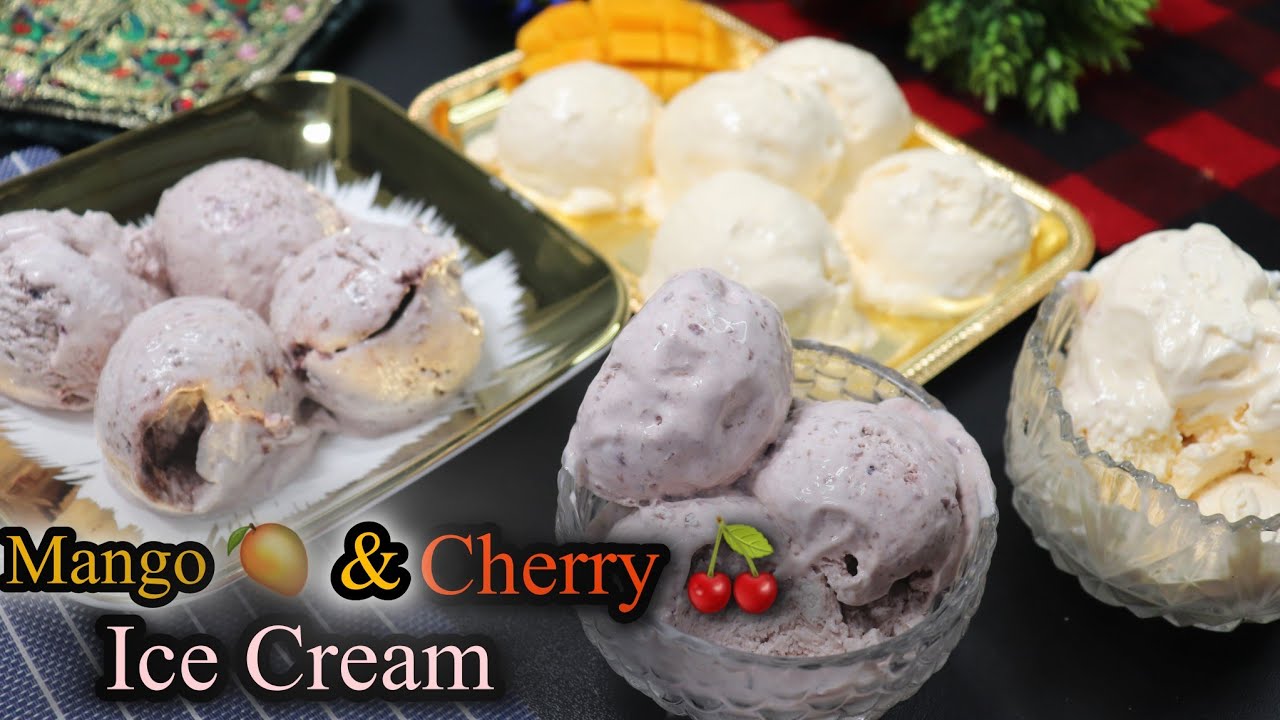Sensational Mango and Cherry Ice Cream | Arshia's Kitchen World - YouTube