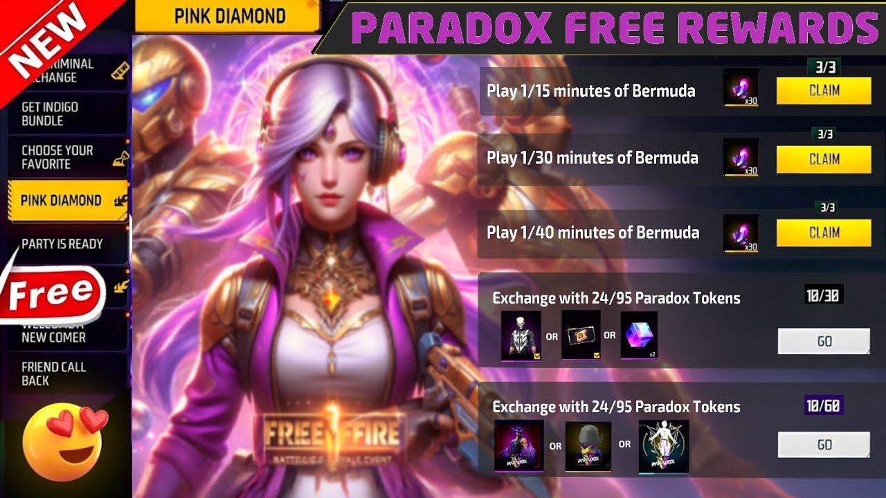 CLAIM FREE REWARDS IN PARADOX EVENT 🥳 | PARADOX FREE FIRE FREE REWARDS ...