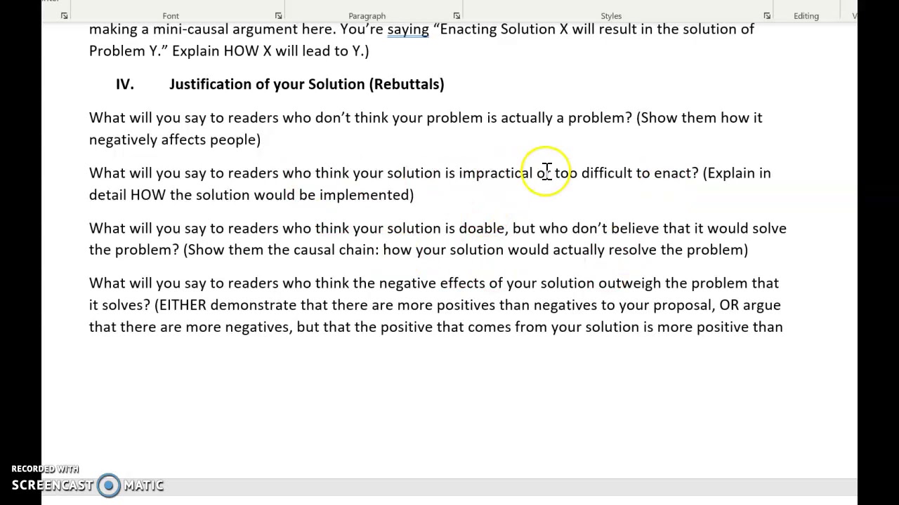 Outlining a Proposal Argument - YouTube