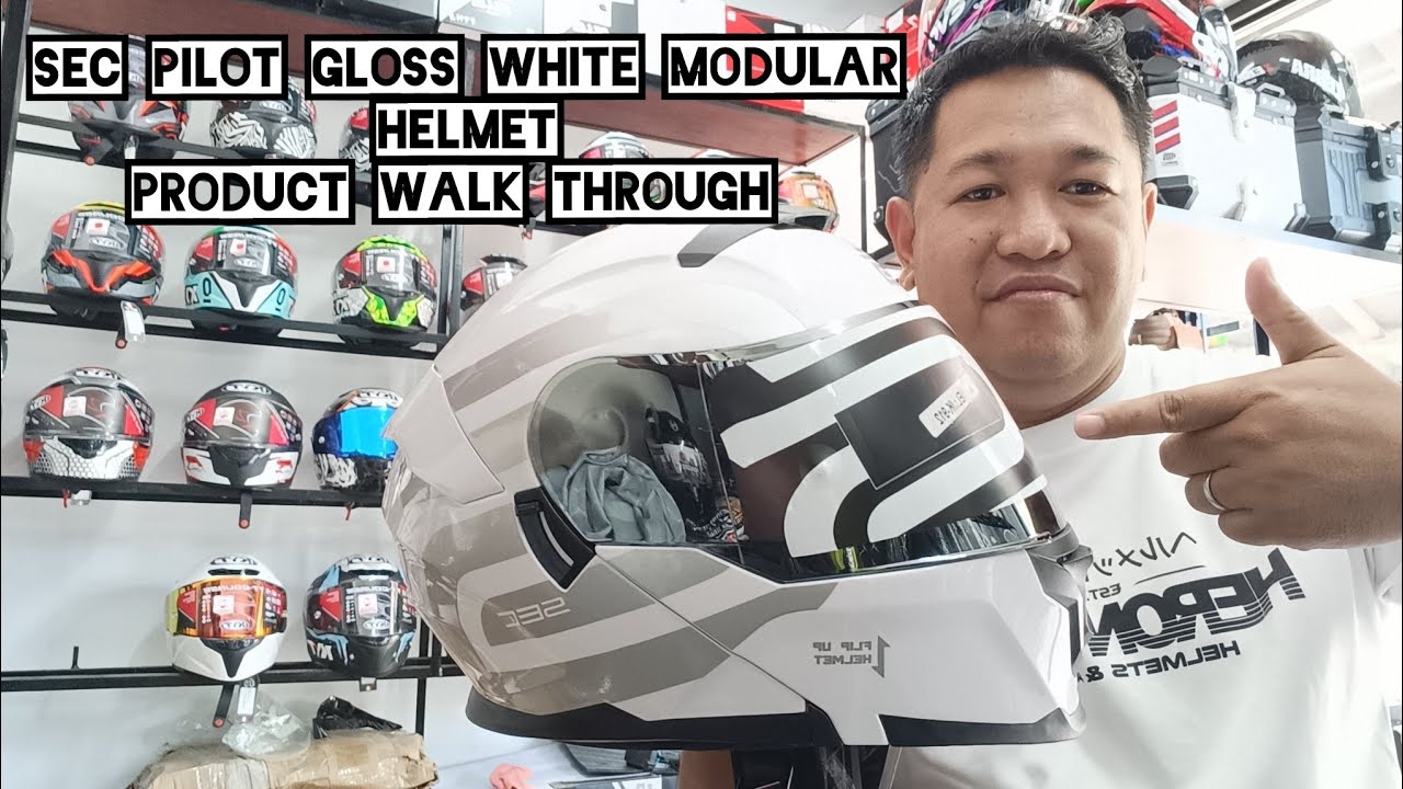 SEC PILOT GLOSS WHITE MODULAR HELMET WALK THROUGH - YouTube