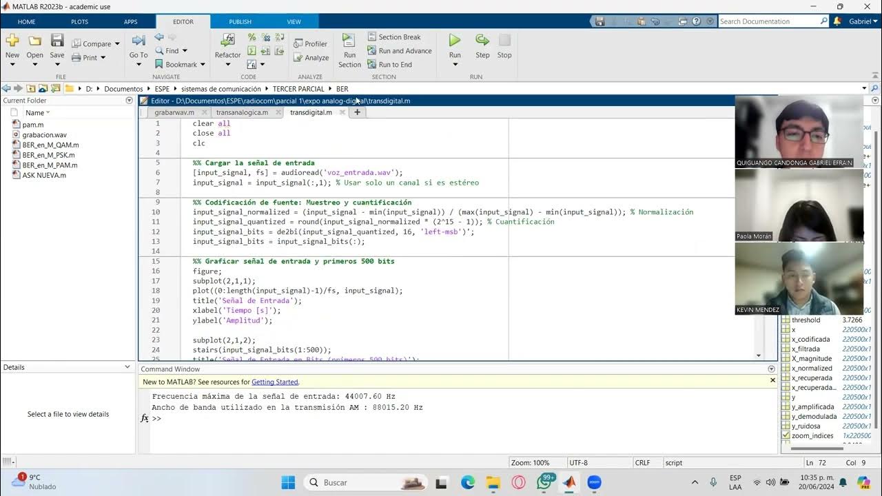 MATLAB | Transmisión Analógica (AM) y Transmisión Digital (BPSK con ...