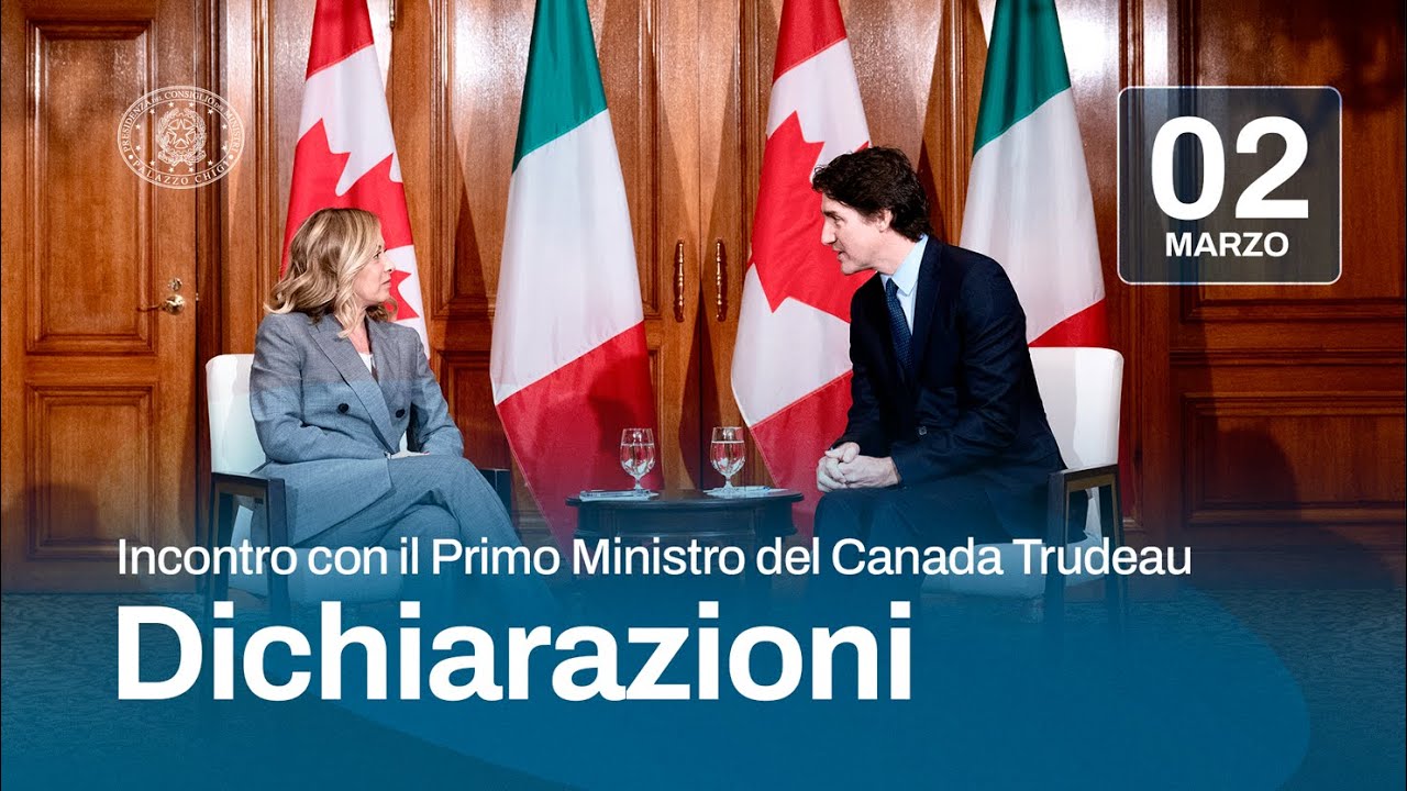 Toronto, incontro Meloni - Trudeau: le dichiarazioni - YouTube