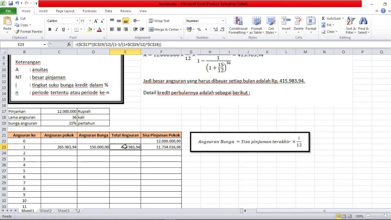 Menyelesaikan Soal Anuitas Menggunakan Microsoft Excel - YouTube