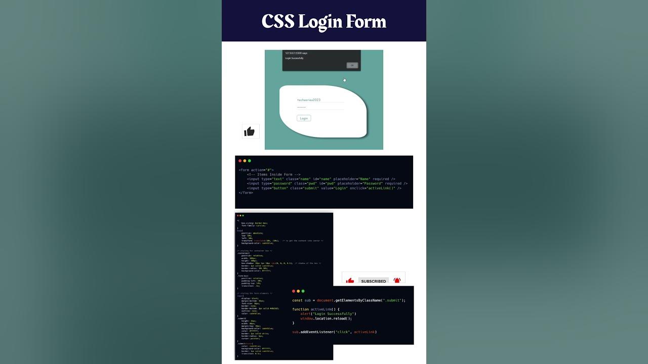 login page html css(javascript) | login form using html css javascript | form validation - YouTube