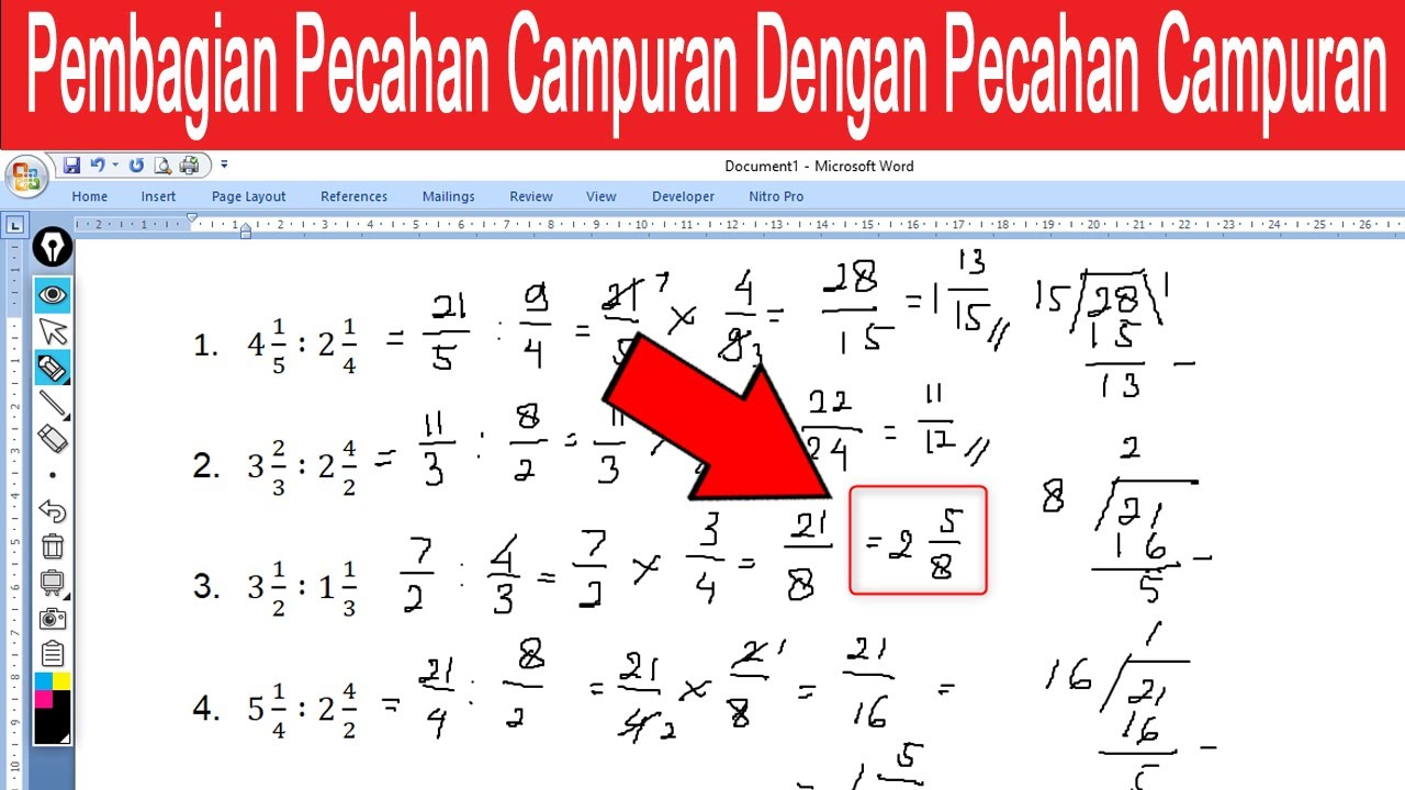 cara cepat menghitung pembagian pecahan campuran dengan pecahan ...