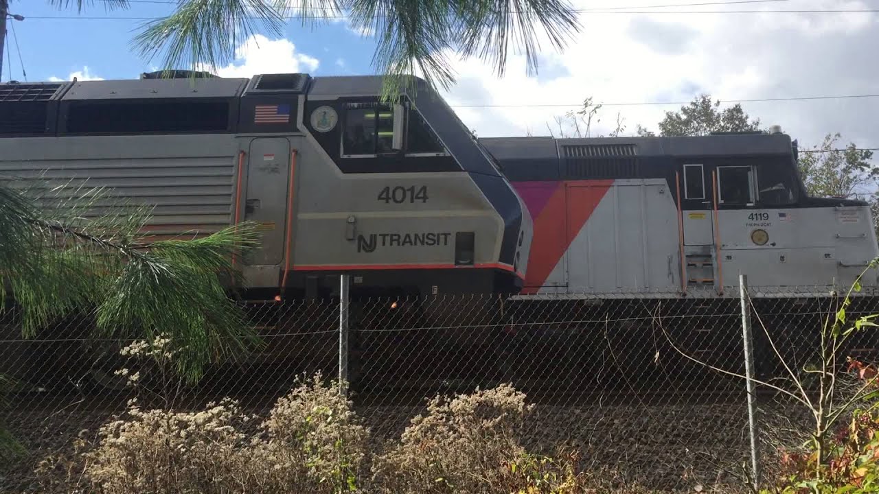 NJT Atlantic City Line passes MOW train - YouTube