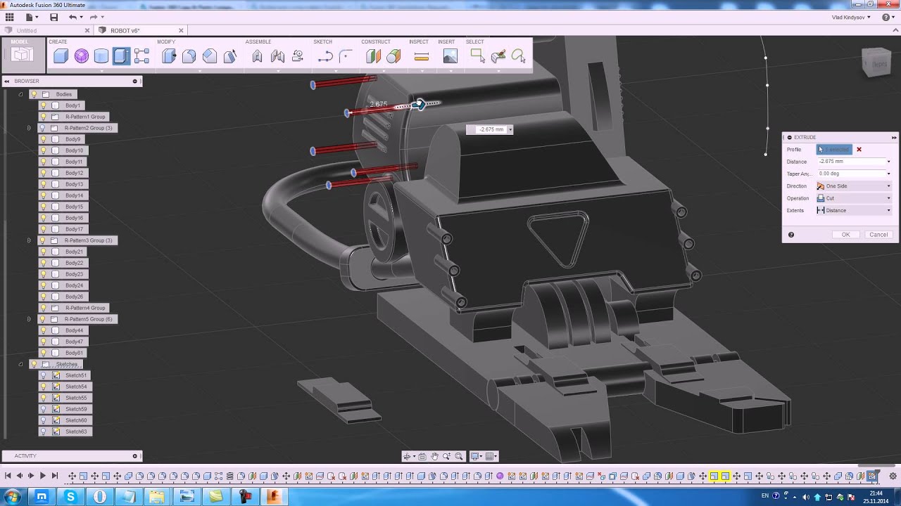 Wip, work in fusion 360 "Robot". - YouTube