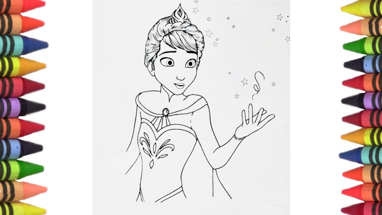 Disney princess Elsa drawing, Elsa Anna cartoon drawing colouring and ...