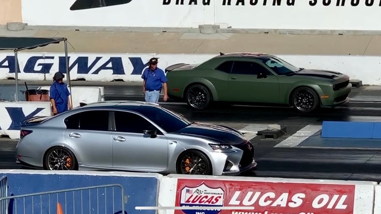 Supercharged Lexus GSF vs Hellcat - Drag Race - YouTube