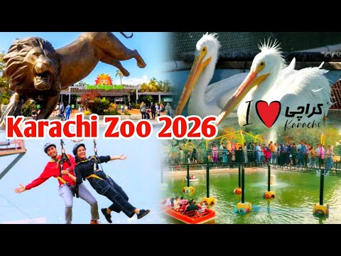 Karachi Zoo 2026 | NEW Animal Adventure, Zipline, Fly Cycling, Fish Feeding Bridge, Karachi Zoo Park