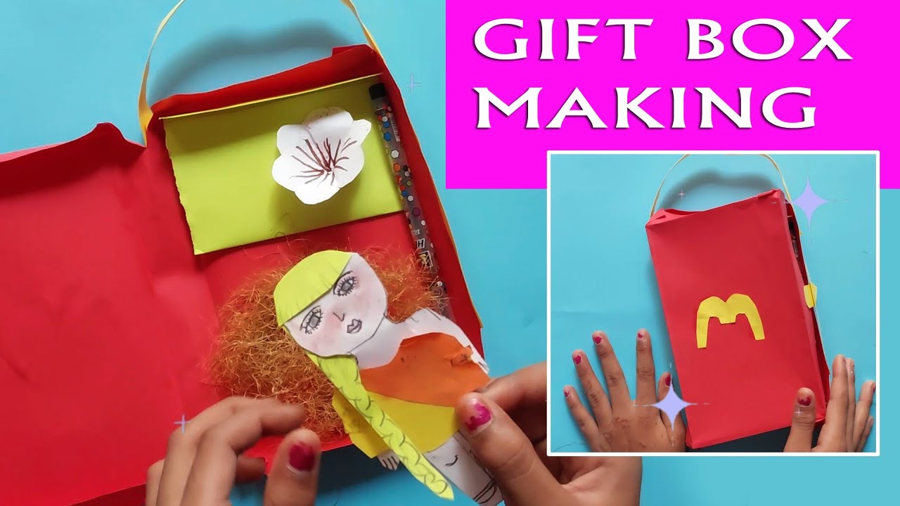 How to make gift box with paper | easy gift box making for kids - YouTube