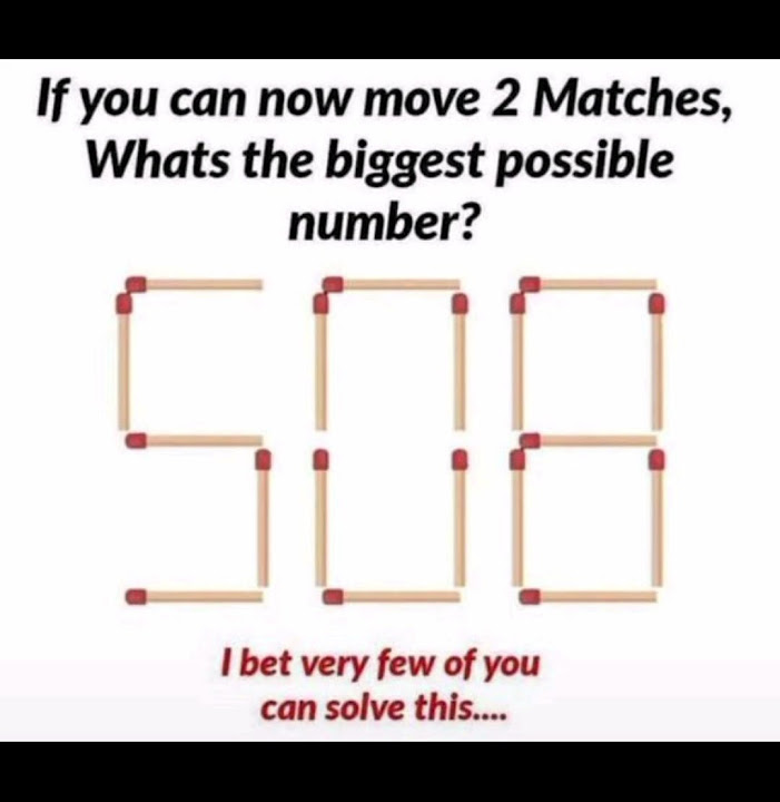 Solve this to find biggest number possible but move only 2 match sticks #music #slowed - YouTube