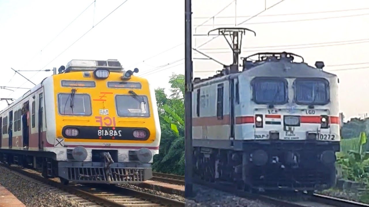 Wap7 Kolkata Silchar Express | High Speed Katwa Howrah Local Passing ...