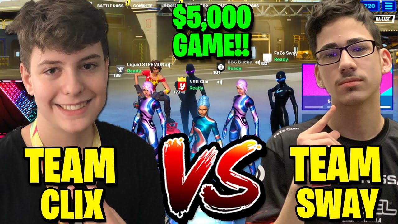 TEAM SWAY VS TEAM CLIX | $5000 ZONE WARS WAGER! - YouTube