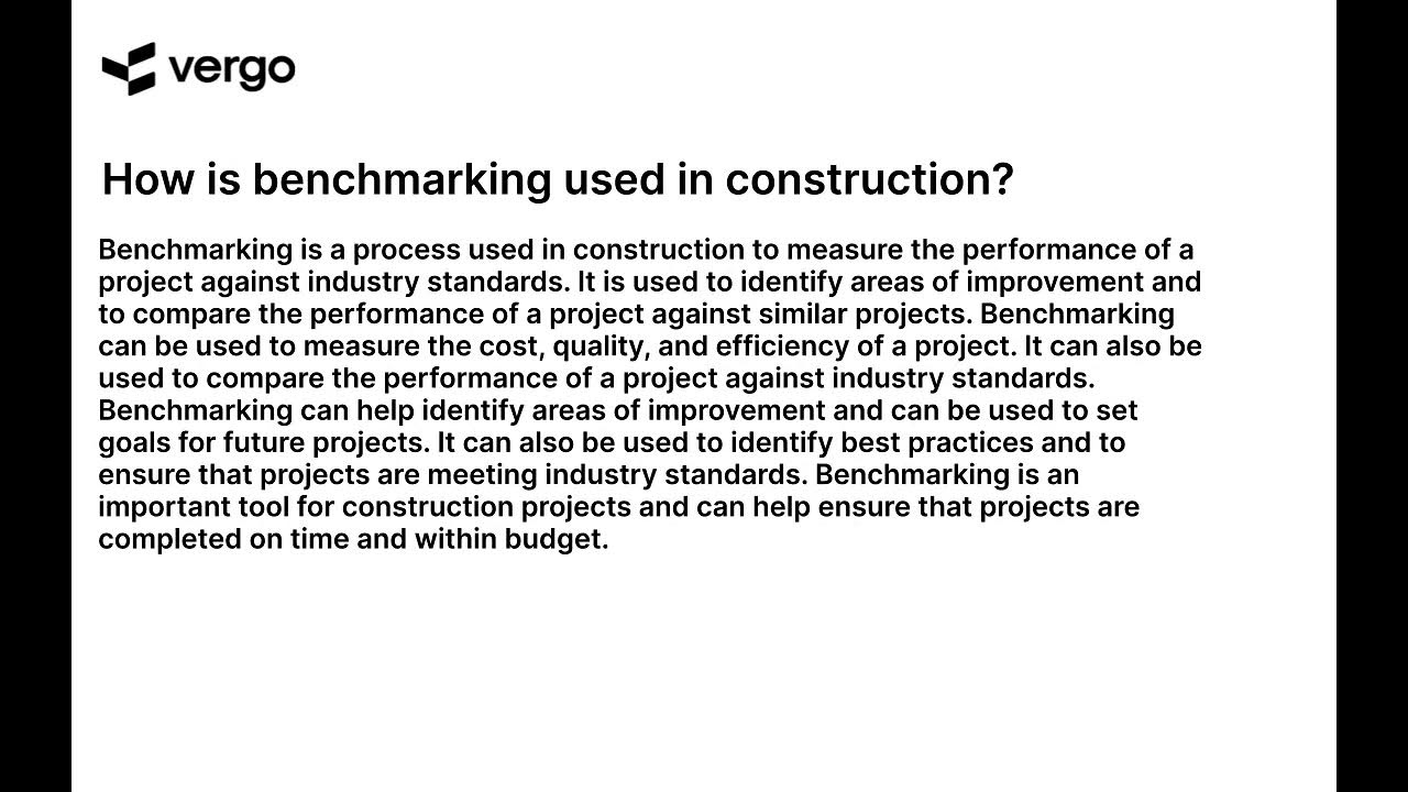 Benchmarking in Construction: A Guide - YouTube