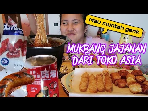 ASMR MUKBANG, MUKBANG JAJANAN DARI TOKO ASIA BAHAGIA TAPI MAU MUNTAH
