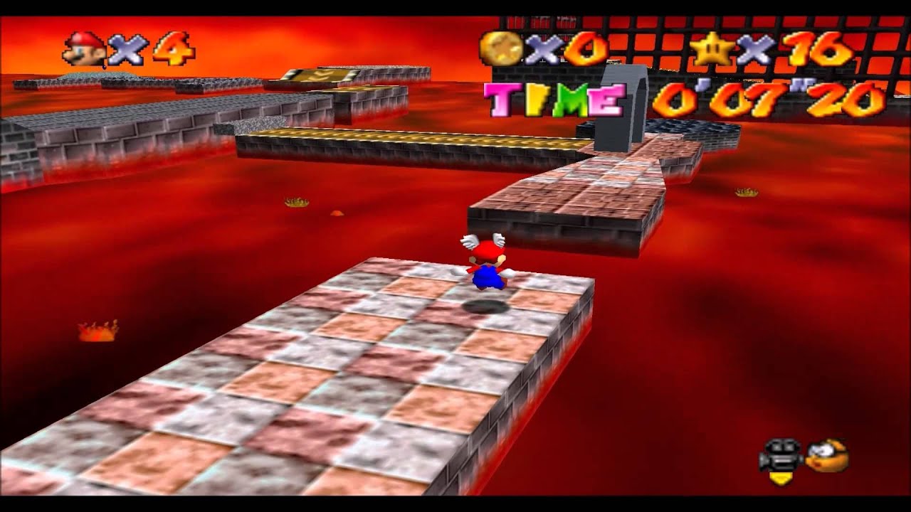 super mario 64 red hot log rolling speedrun in 13:83 seconds - YouTube