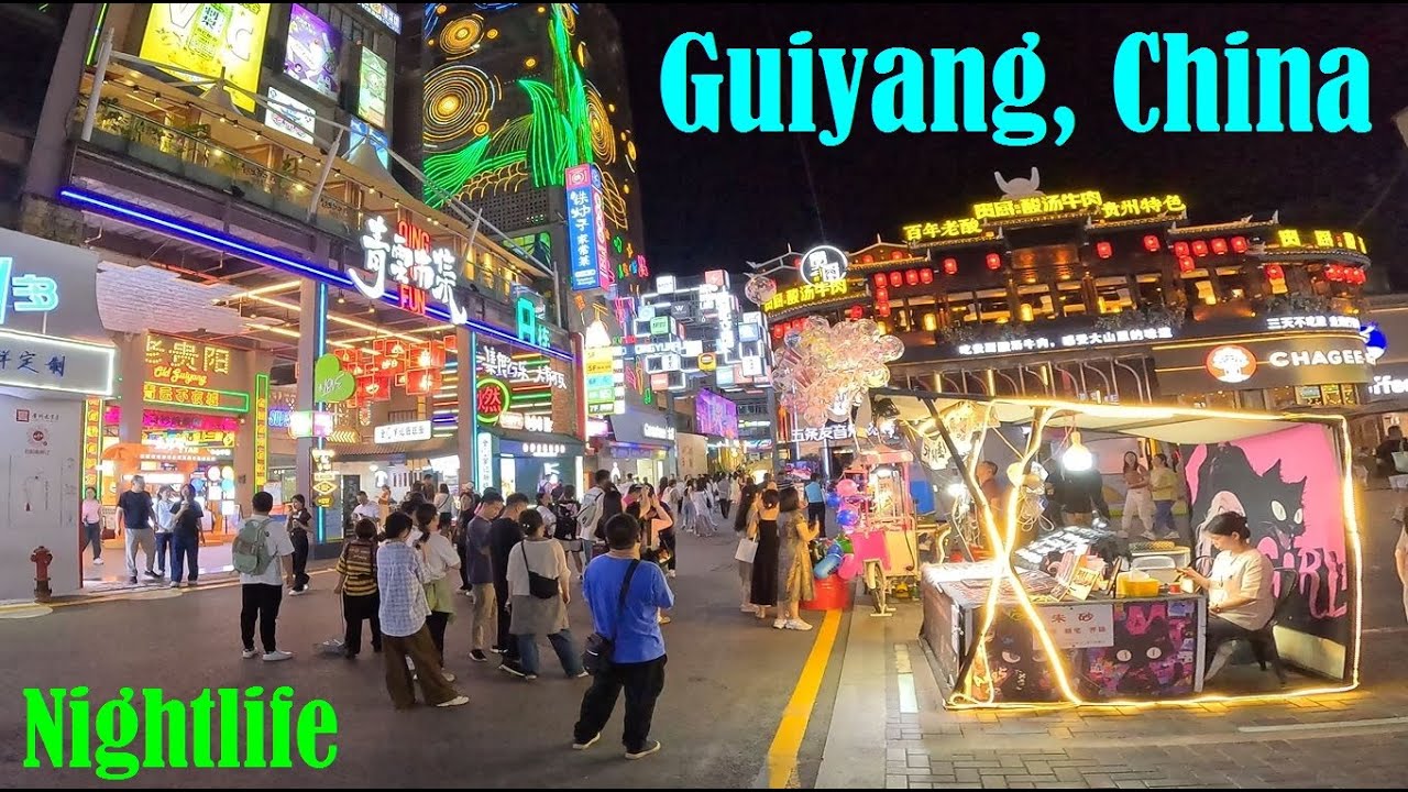 🇨🇳 Guiyang, China: Nightlife area of Qingyun - YouTube
