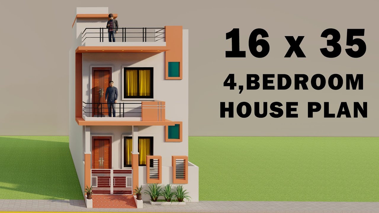 Small 4 Bedroom House 16*35 best elevation,16x35 Makan ka naksha,New House Elevation - YouTube