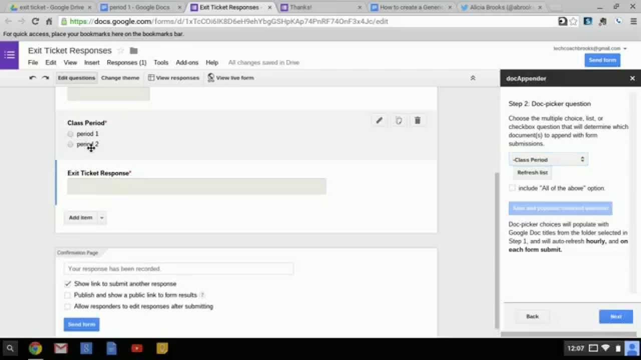 Exit Ticket using DocAppender - YouTube