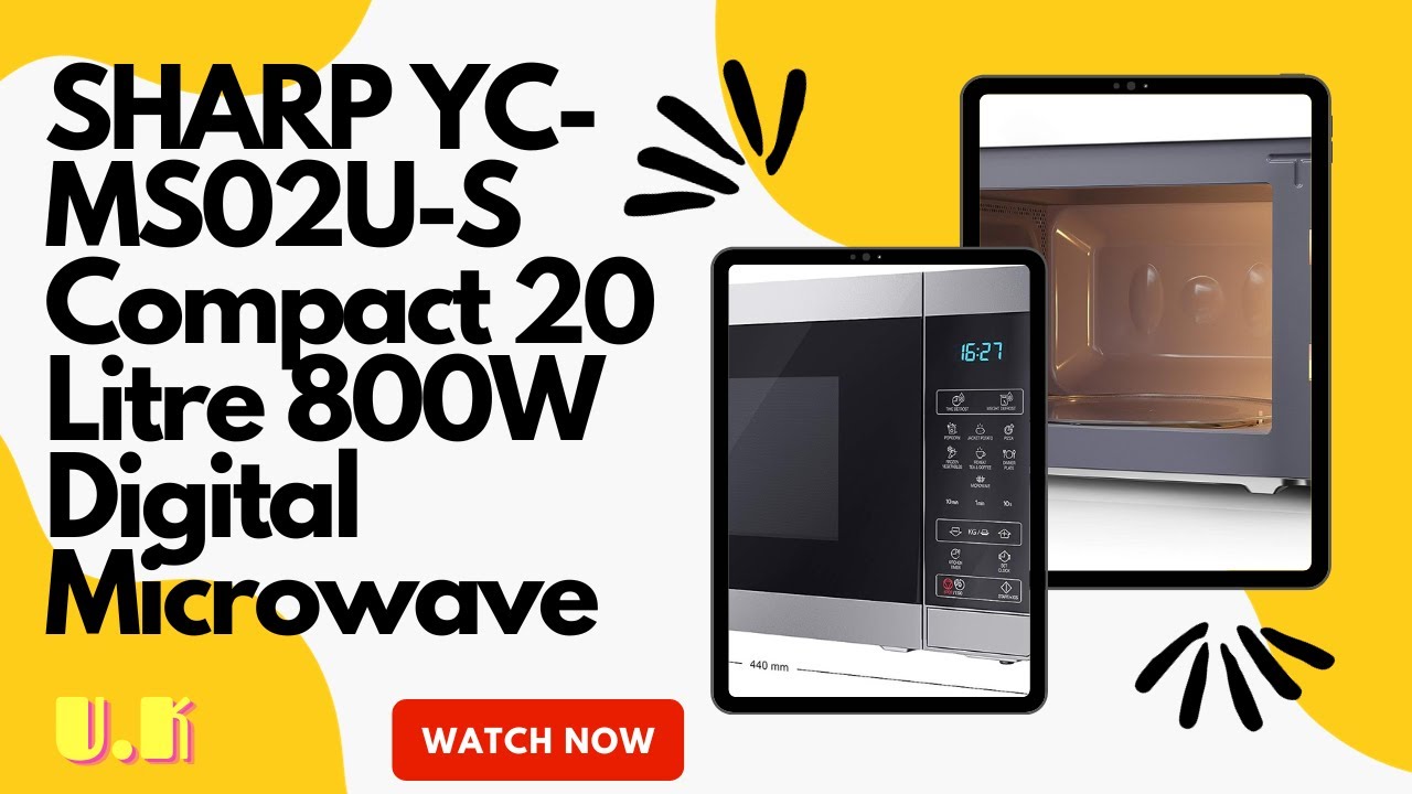 SHARP YC-MS02U-S Compact 20 Litre 800W Digital Microwave, 11 power ...