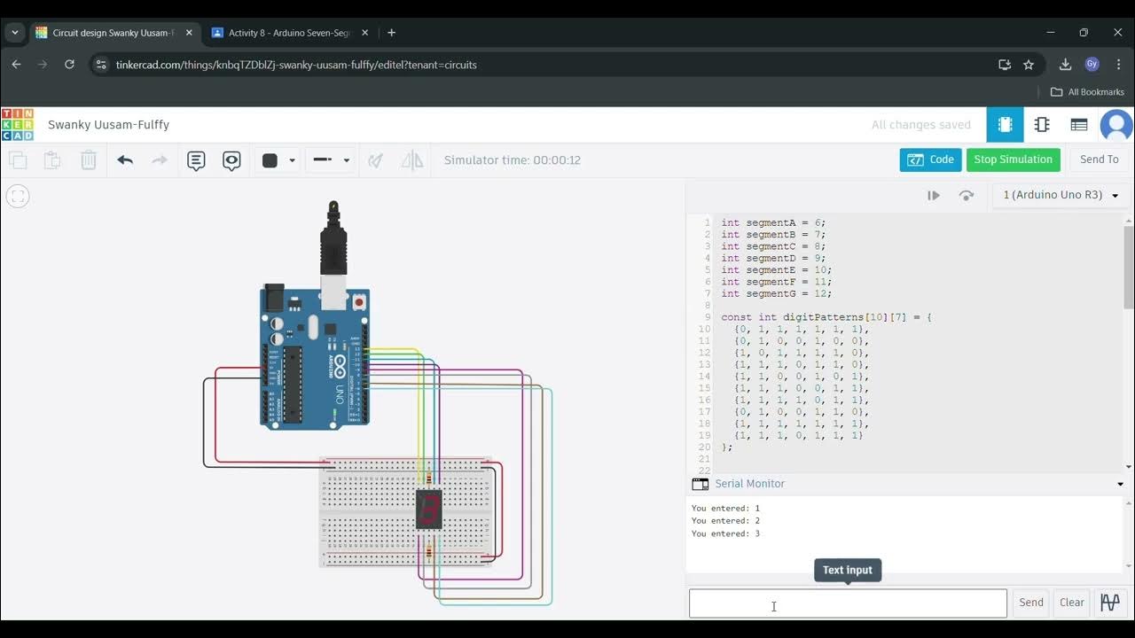 Activity 8 Arduino Seven Segment Display Displaying Numbers 0 9 with Serial Communication Made ...