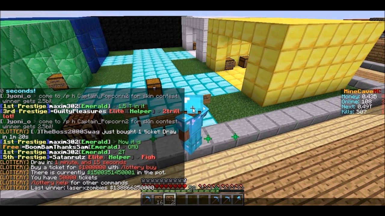 Minecraft: 2T Lottery on MineCaveMC - YouTube