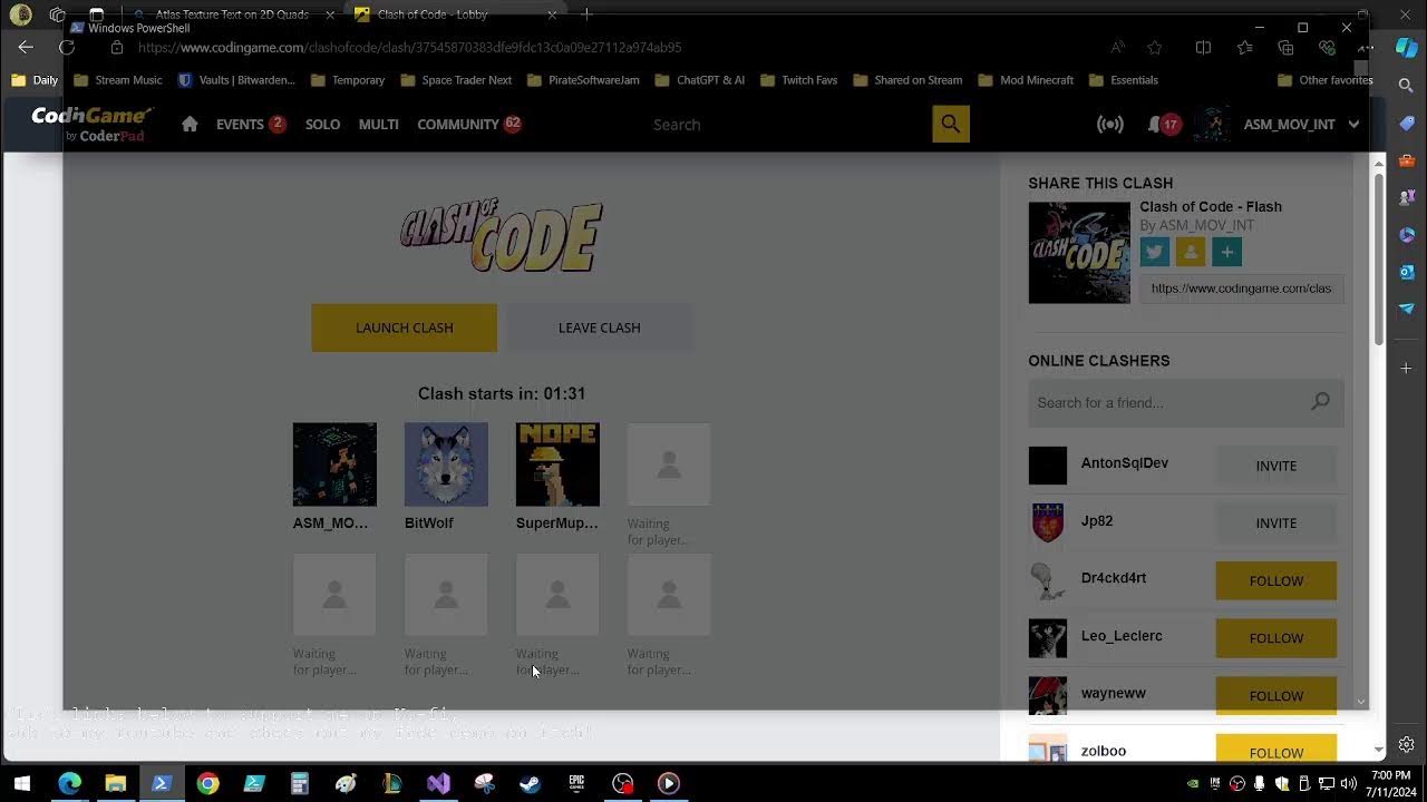 clash of code and game dev | C++ OpenGL | Solo Indie Game Dev | codingame - YouTube