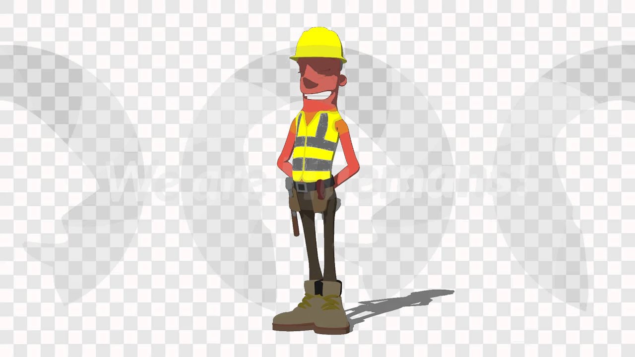 Red Construction Worker 'Idle Focused' Connectable Character Animation ...
