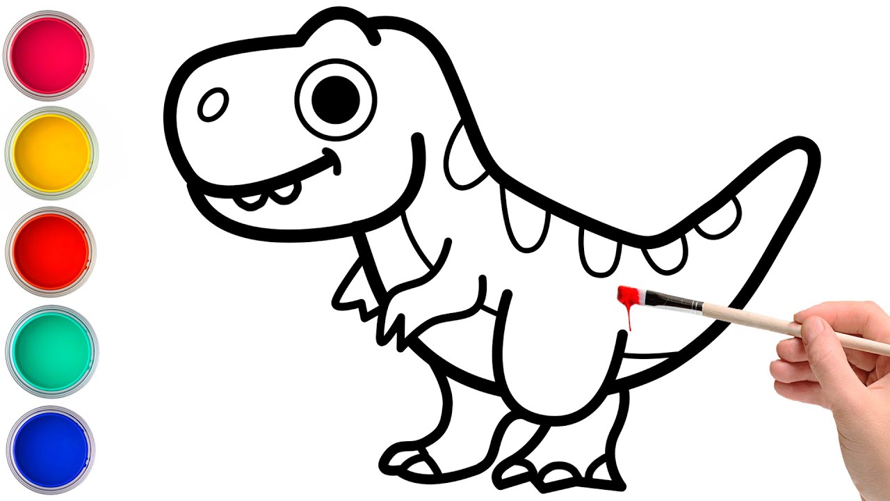Let's learn how to draw and color T-rex Dinosaur | Drawing and coloring ...