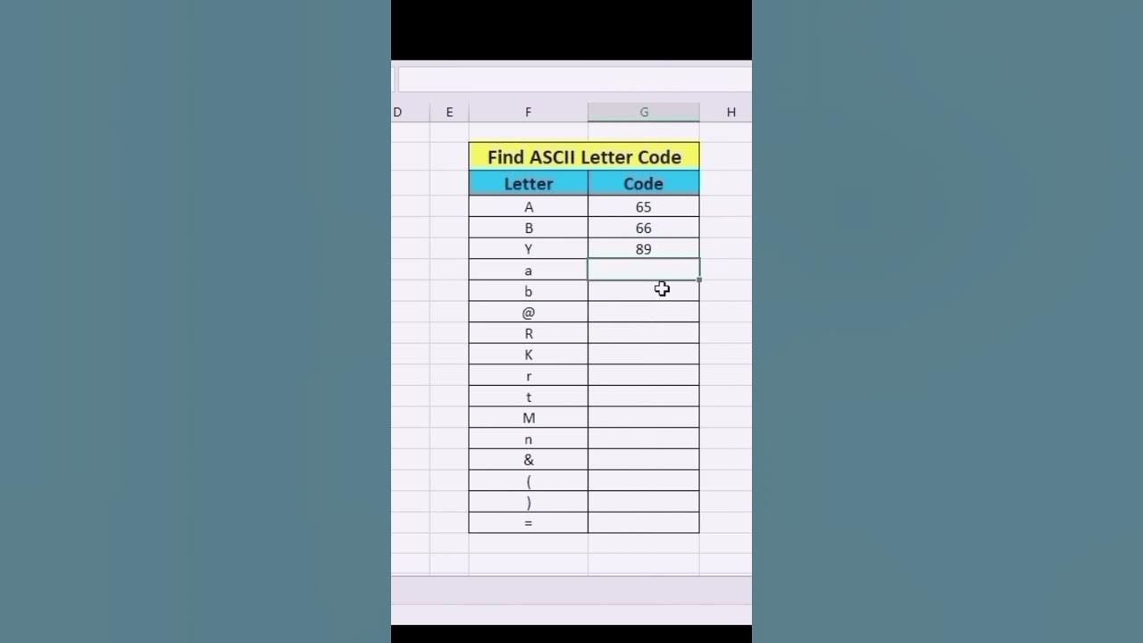 Find ASCII Letter Code In Excel with formula - YouTube