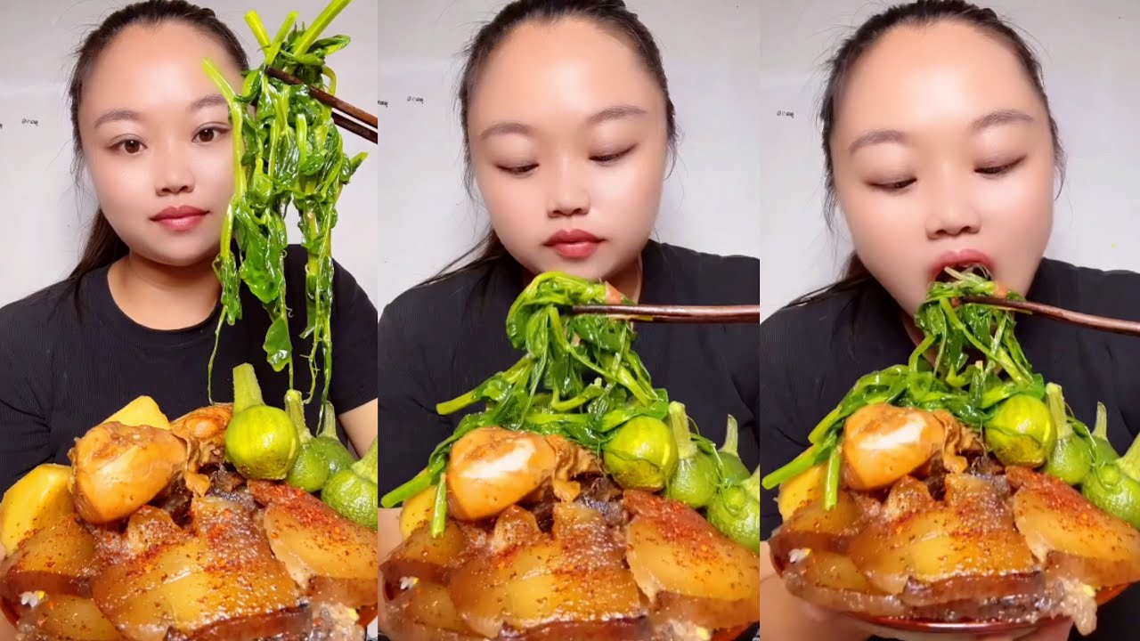 ASMR Braised Pork Belly With Stir Fried Eggplants, Pumpkins and Garlic Sauce | Quick Eats ...