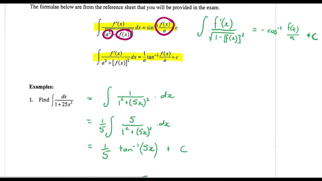 Yr 12 Ext 1 Further Calculus 2 - Inverse trig integrating - YouTube
