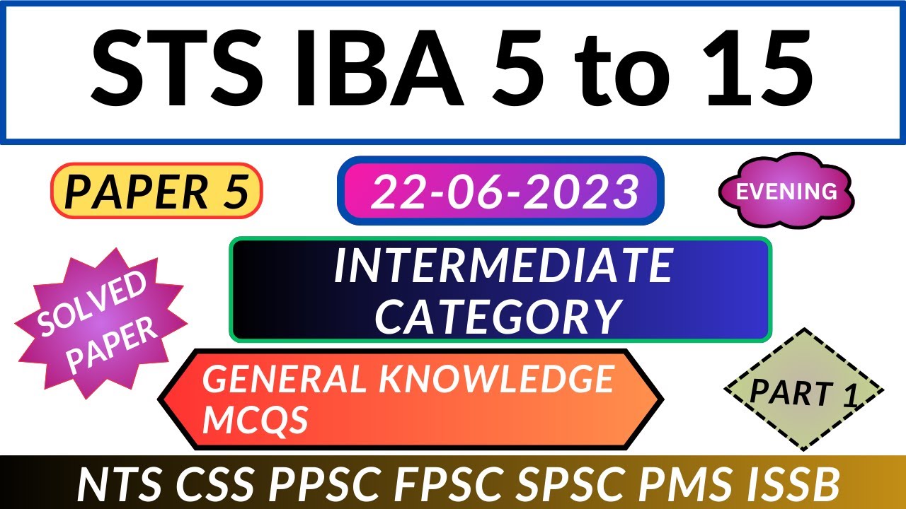IBA STS Intermediate category solved paper 5 evening | 22-06-2023 ...