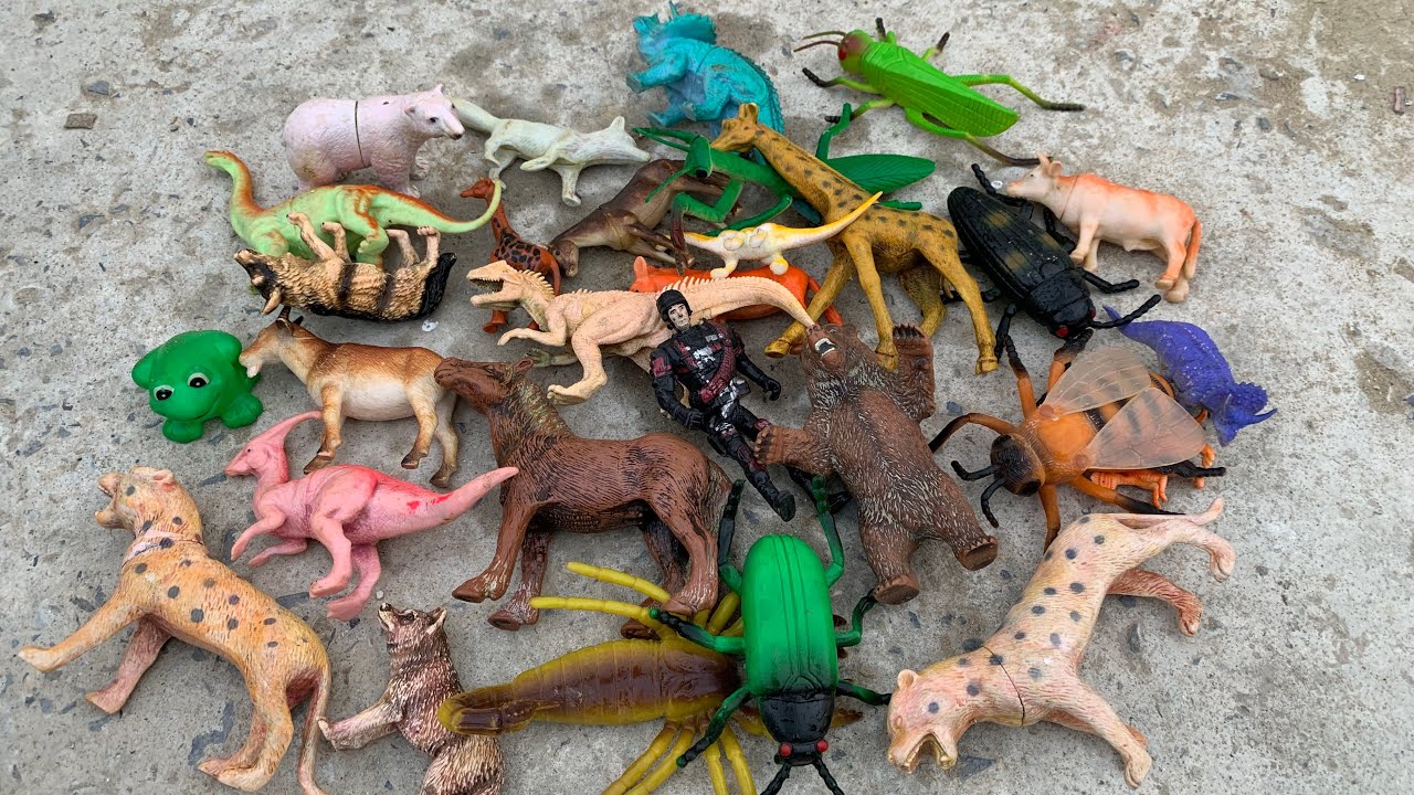 Plastic cute animals collection lots of different animals loin tiger ...