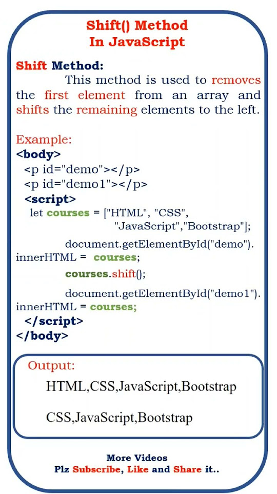 What Is Shift Method In Javascript Coding Javascriptcore Java Jscript Class Developer