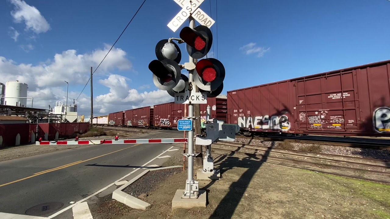 Santa Fe and Tully Rd railroad crossing - YouTube