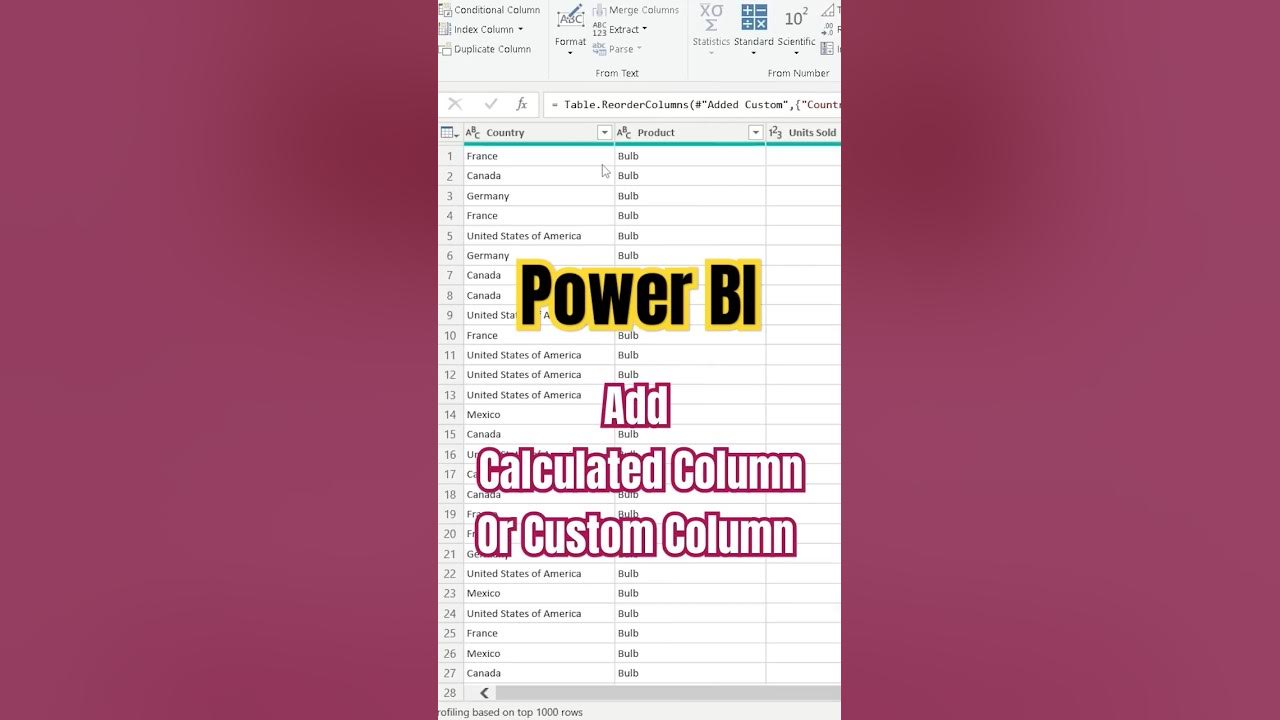Add Calculated Column or Custom Column in Power BI #dataanalysis #powerbi #powerbiinterview ...