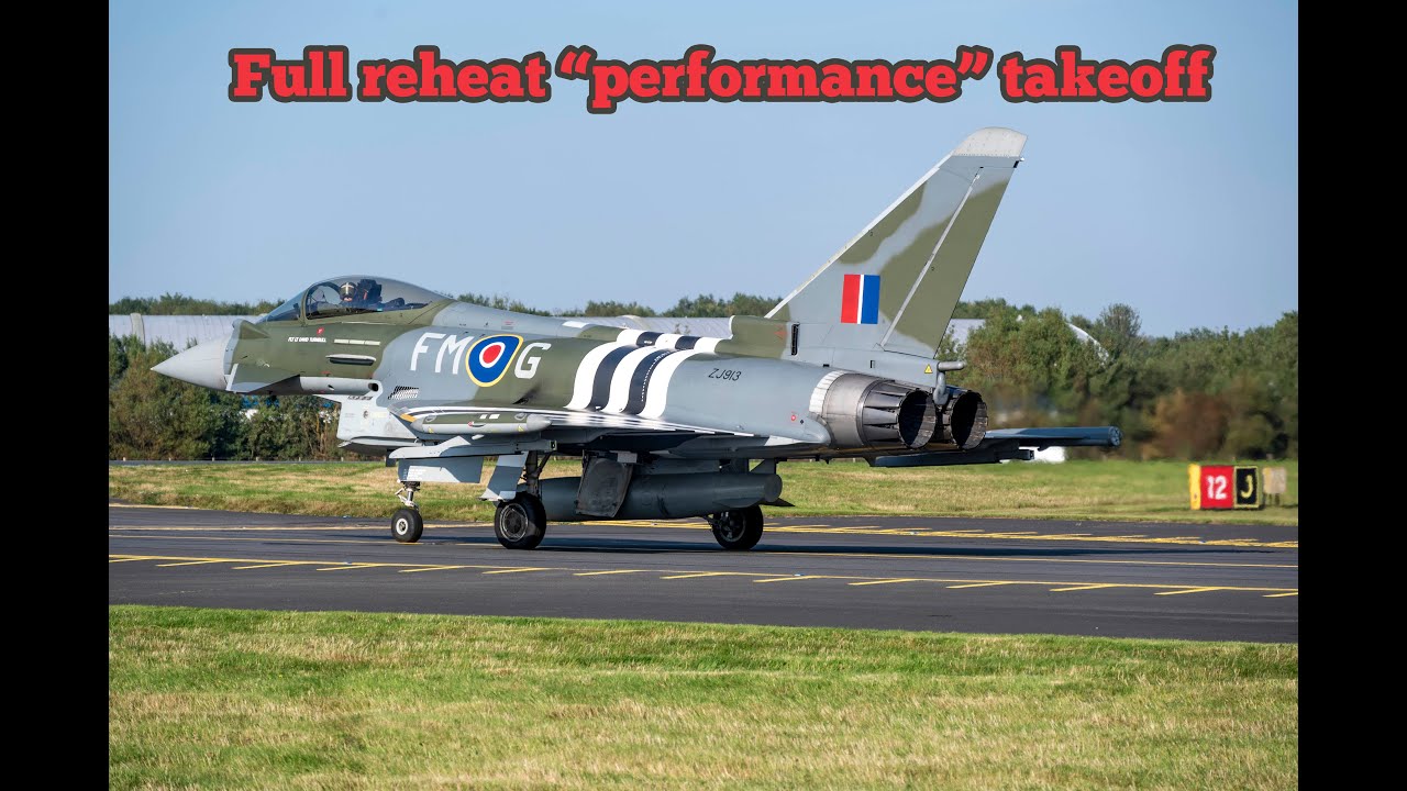 RAF Typhoon Display Team "Moggy" Performance Takeoff - Prestwick 2024 ...