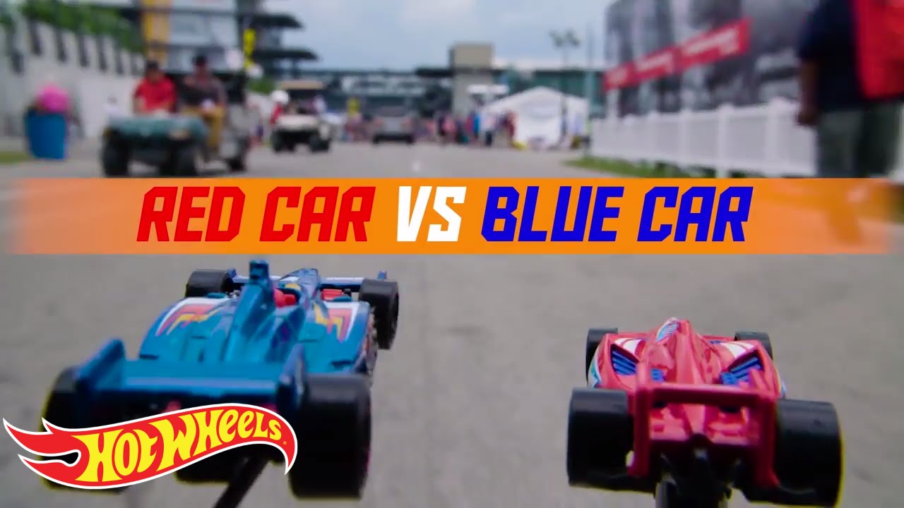 Red Car vs. Blue Car | Indy 500 | @HotWheels - YouTube