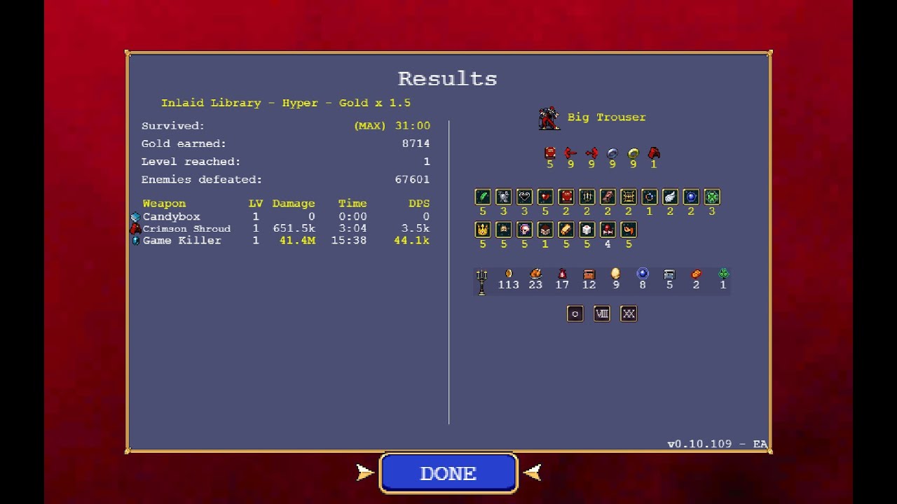 Vampire Survivors | Big Trouser lvl 1, Zero Weapons, 0 Eggs, Game ...