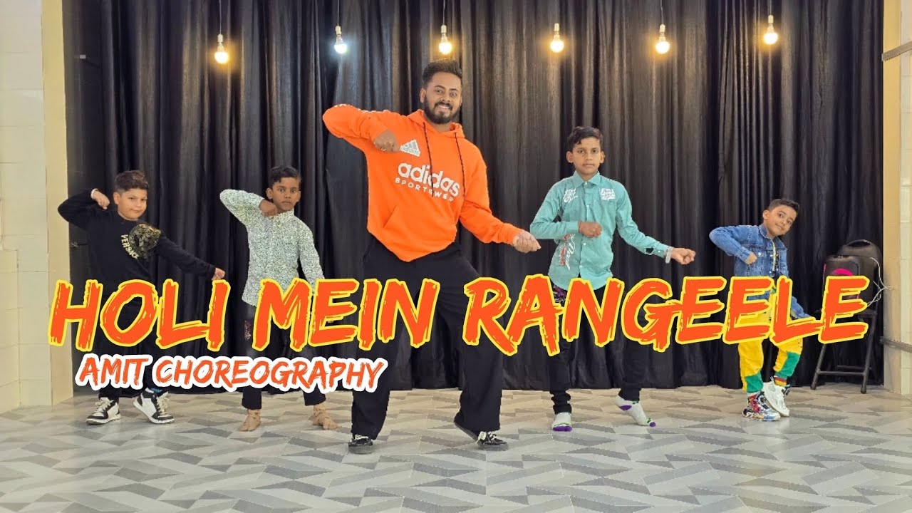 HOLI MEIN RANGEELE | Holi Dance For Kids Choreography By Amit | Easy ...